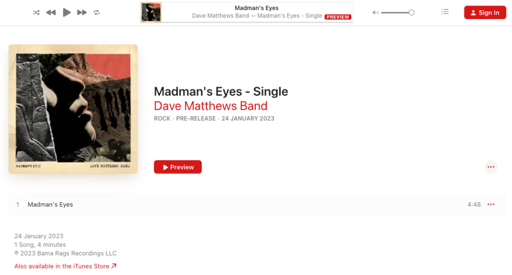 New Dave Matthews Band song Madman’s Eyes out tomorrow – DMBnews.net